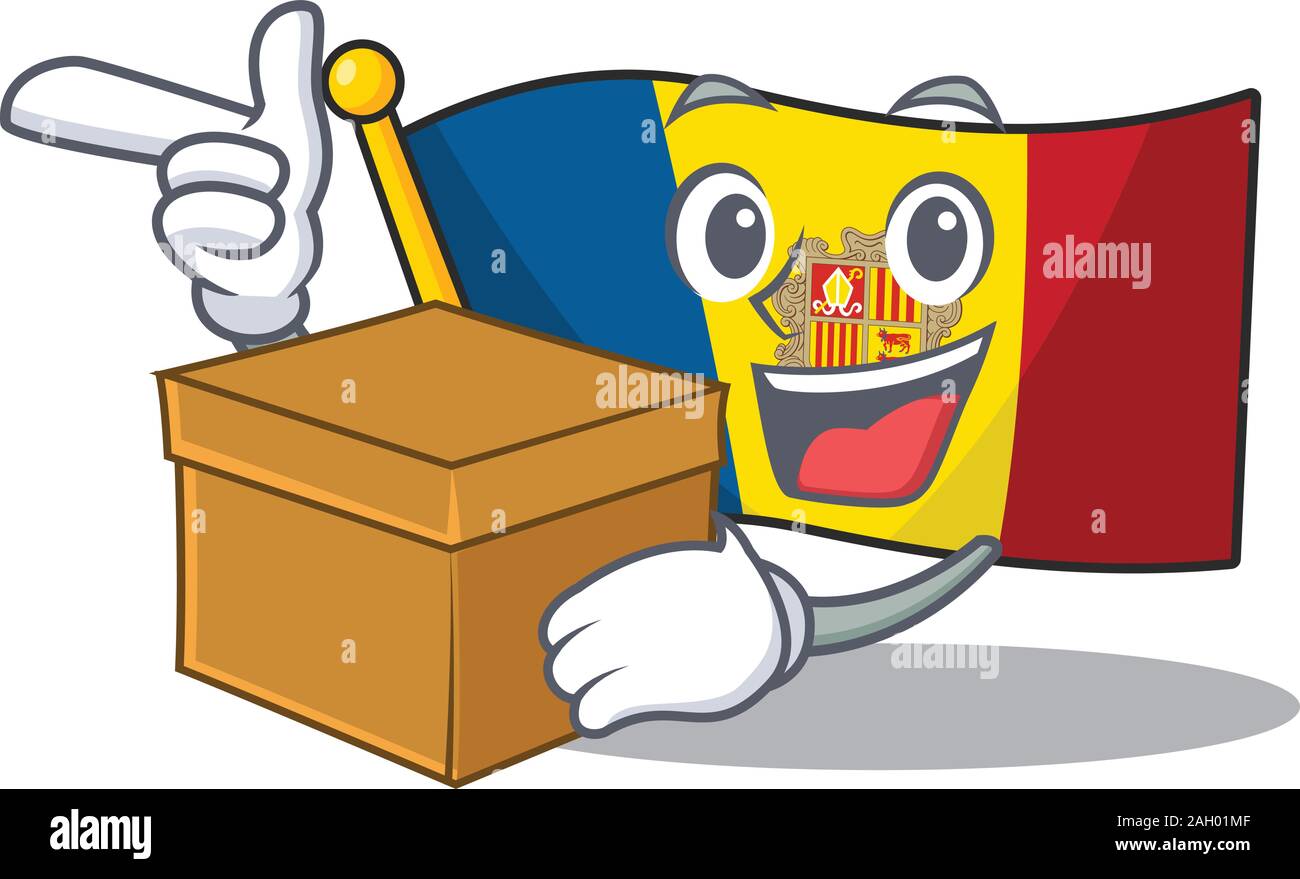Flag andorra Scroll cartoon character bringing a box Stock Vector Image ...