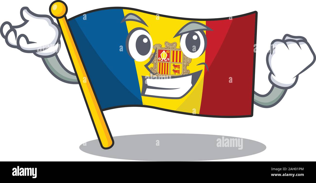 Happy confident Successful flag andorra Scroll cartoon character style ...