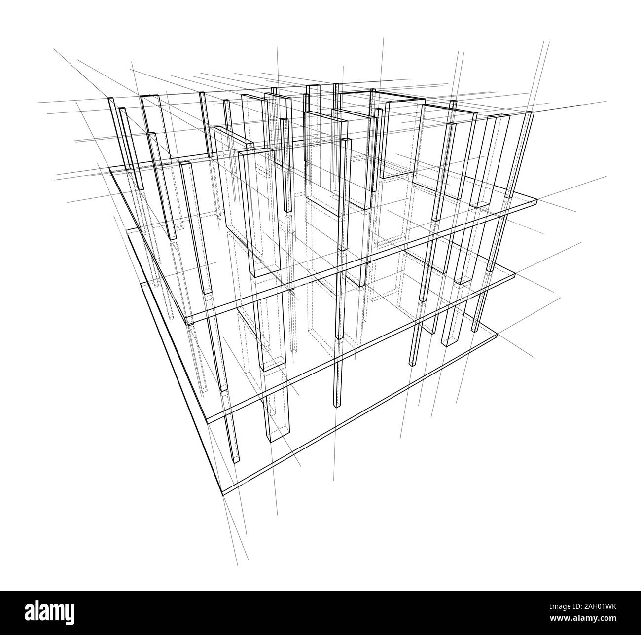 Drawing or sketch of a house under construction. Construction site ...