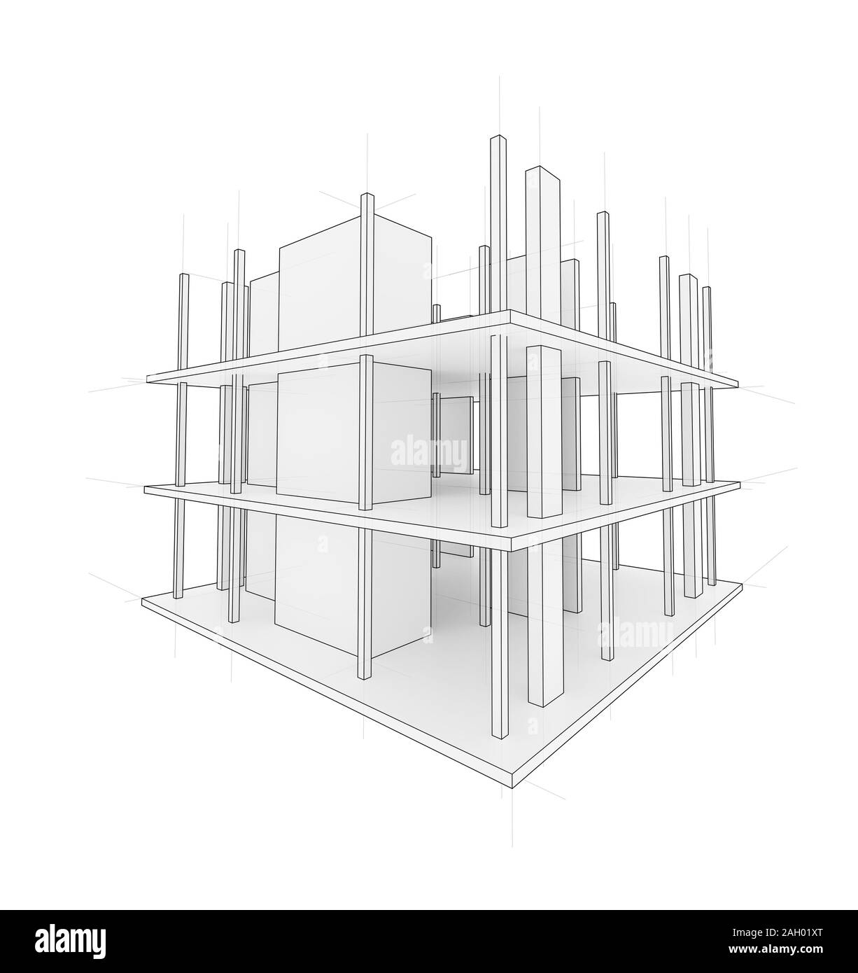 Drawing or sketch of a house under construction. Construction site ...