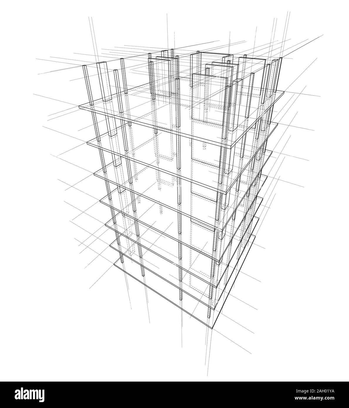 Drawing or sketch of a house under construction. Construction site ...