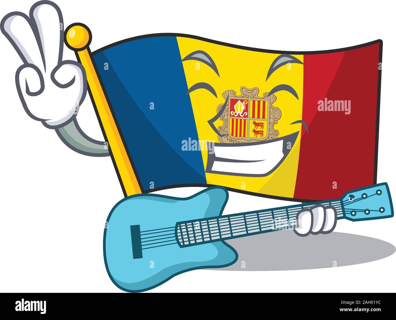 Supper cool flag andorra Scroll cartoon performance with guitar Stock ...
