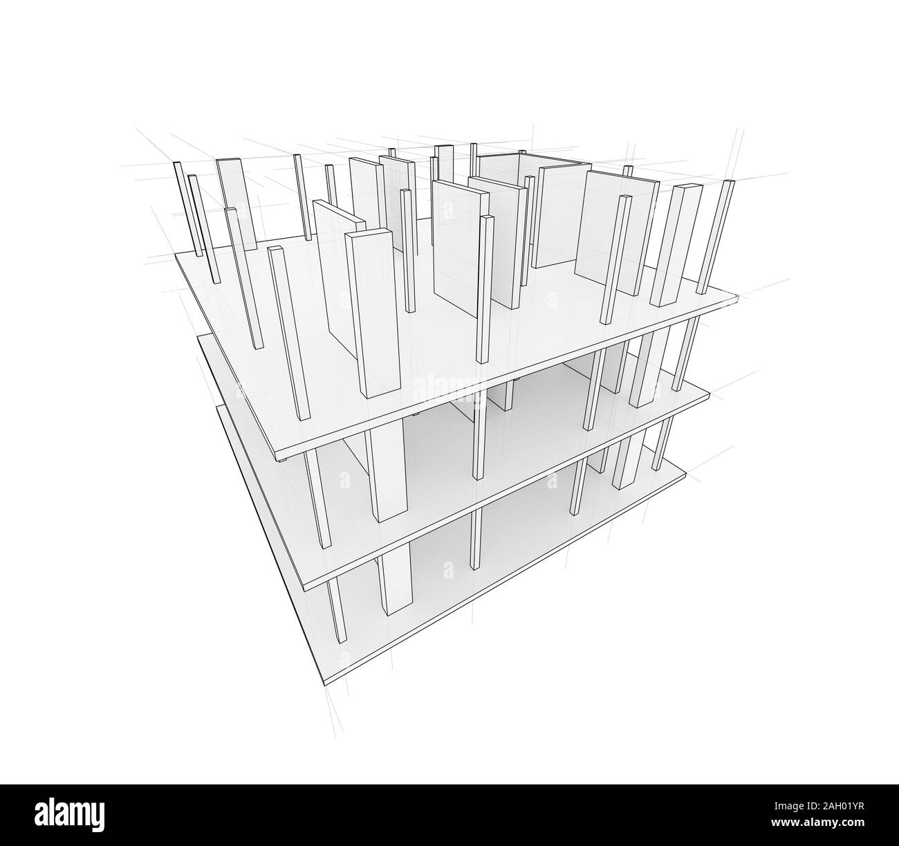 Drawing or sketch of a house under construction. Construction site ...
