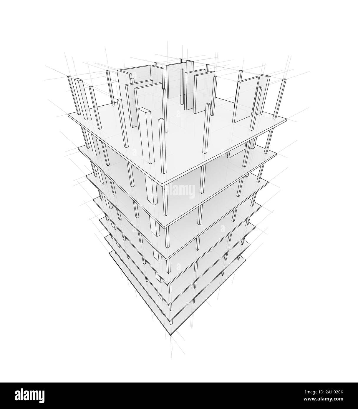 Drawing or sketch of a house under construction. Construction site ...