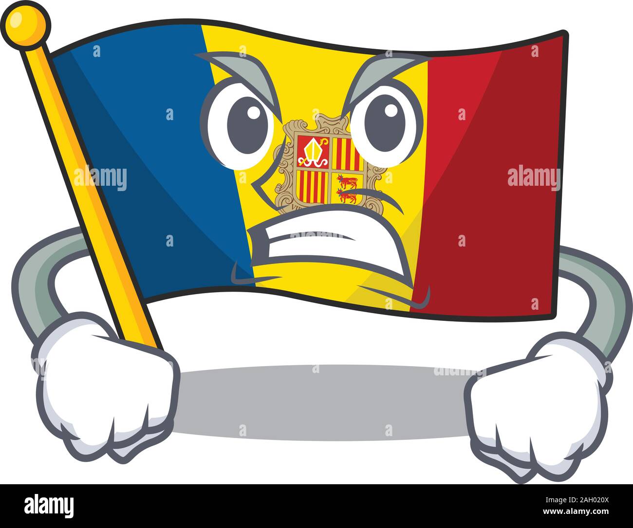angry face flag andorra Scroll cartoon character design Stock Vector ...
