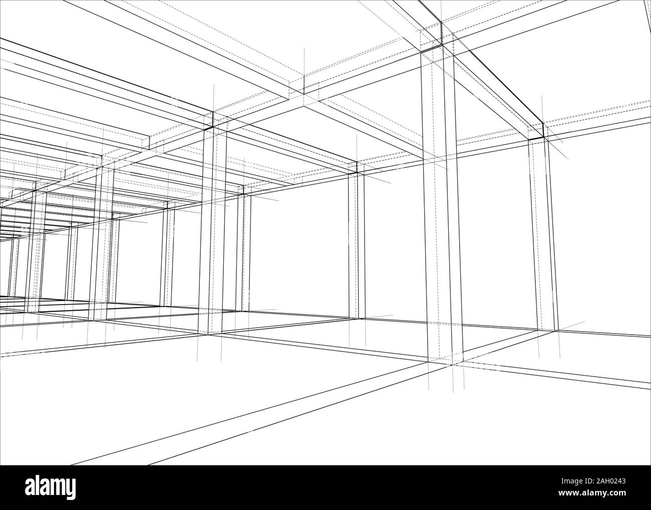 Drawing or sketch of a house under construction. Construction site ...