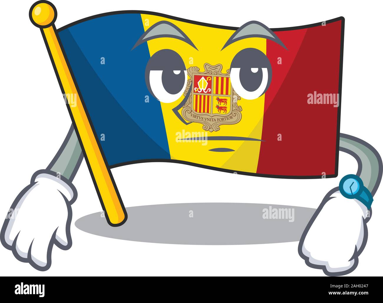 Waiting gesture flag andorra Scroll on cartoon character design Stock ...