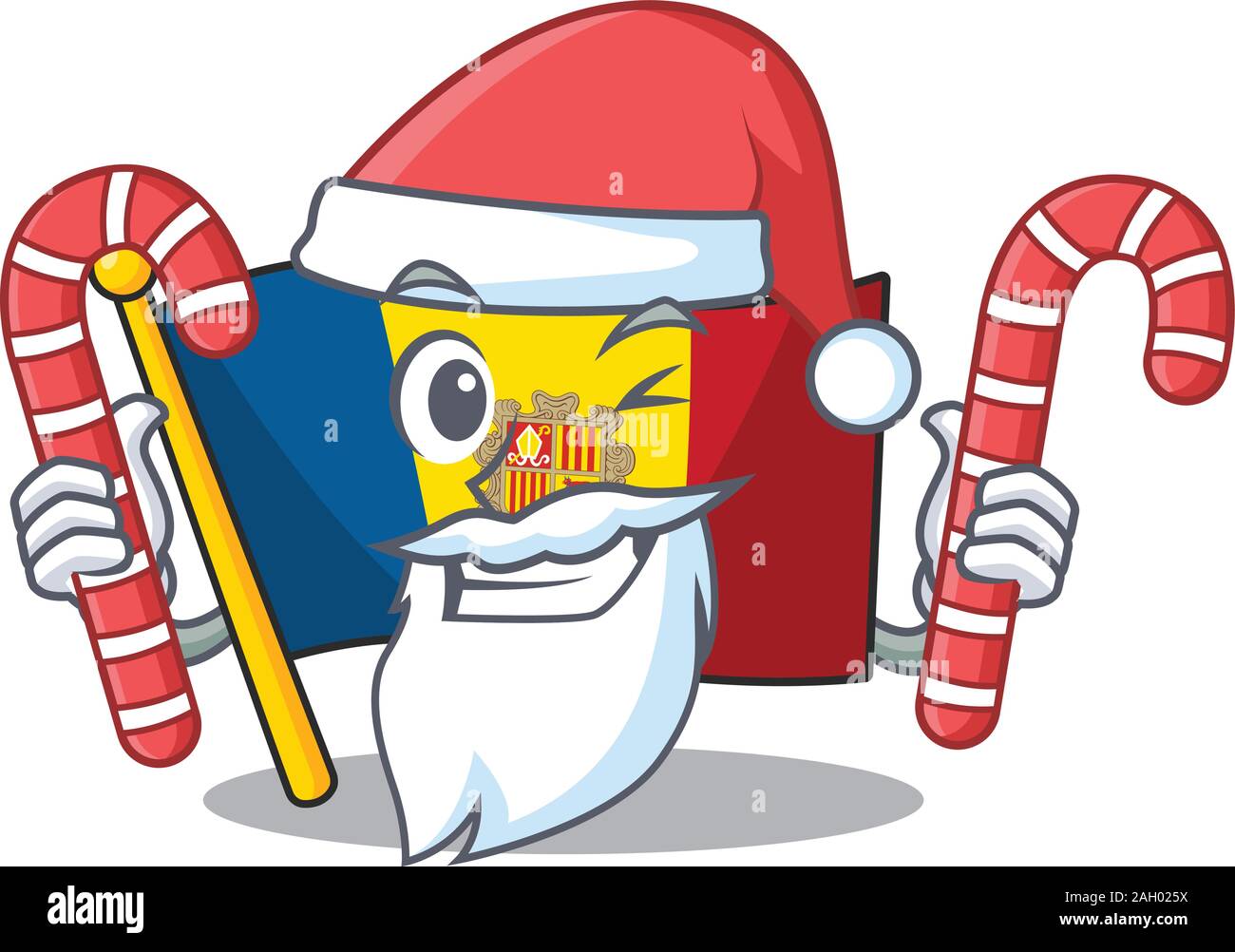 Happy flag andorra Scroll Cartoon character in Santa with candy Stock ...