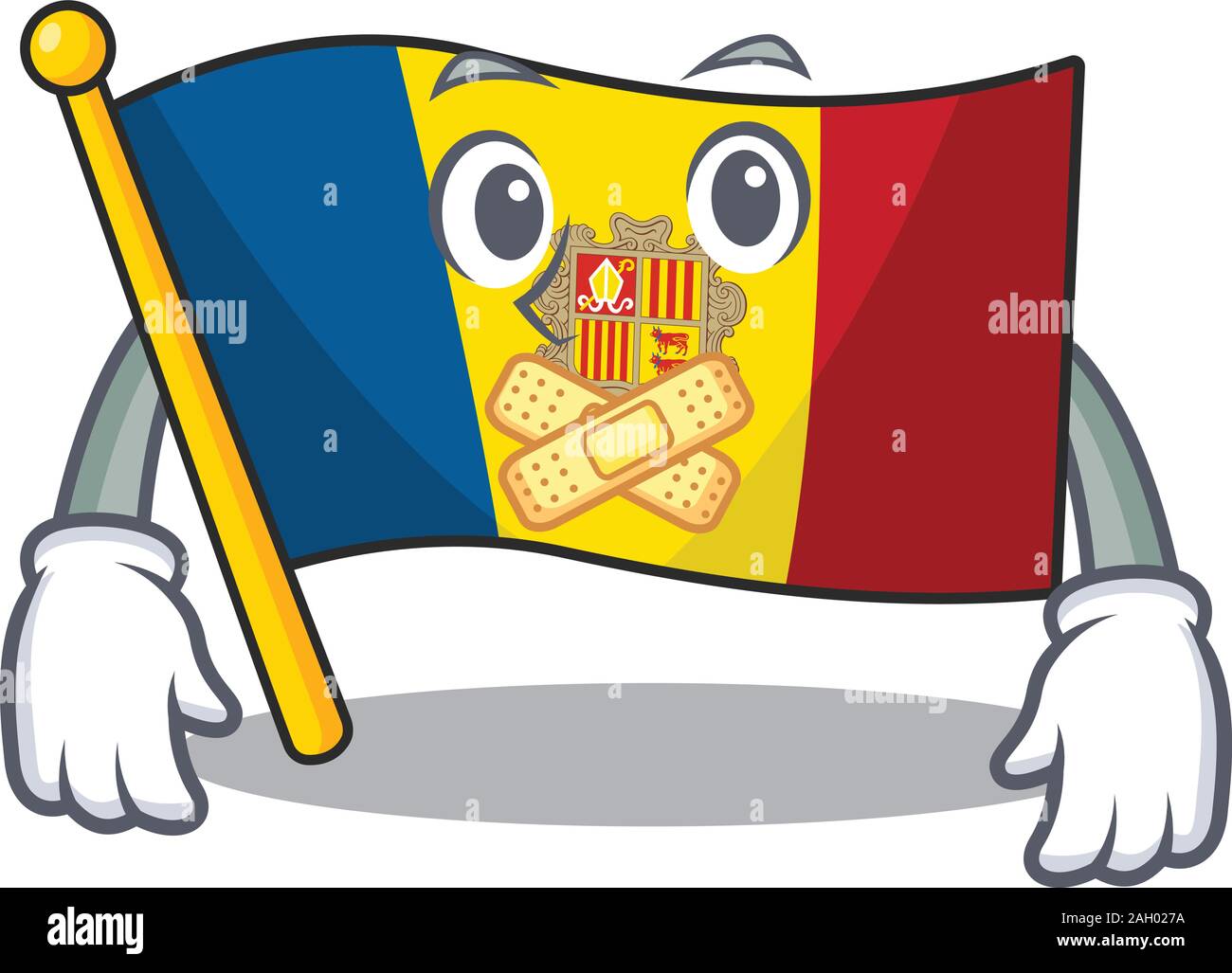Flag andorra Scroll mascot cartoon character design on silent gesture ...