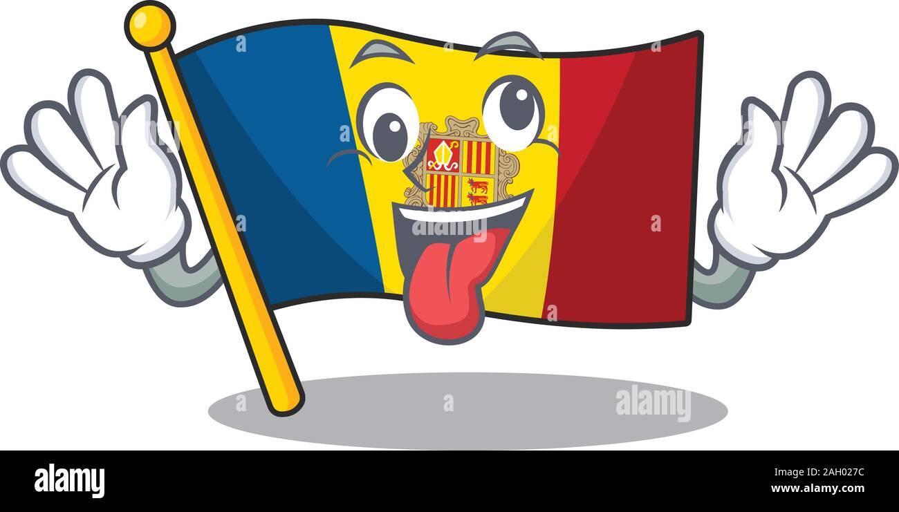 Mascot of crazy face flag andorra Scroll Cartoon character style Stock ...
