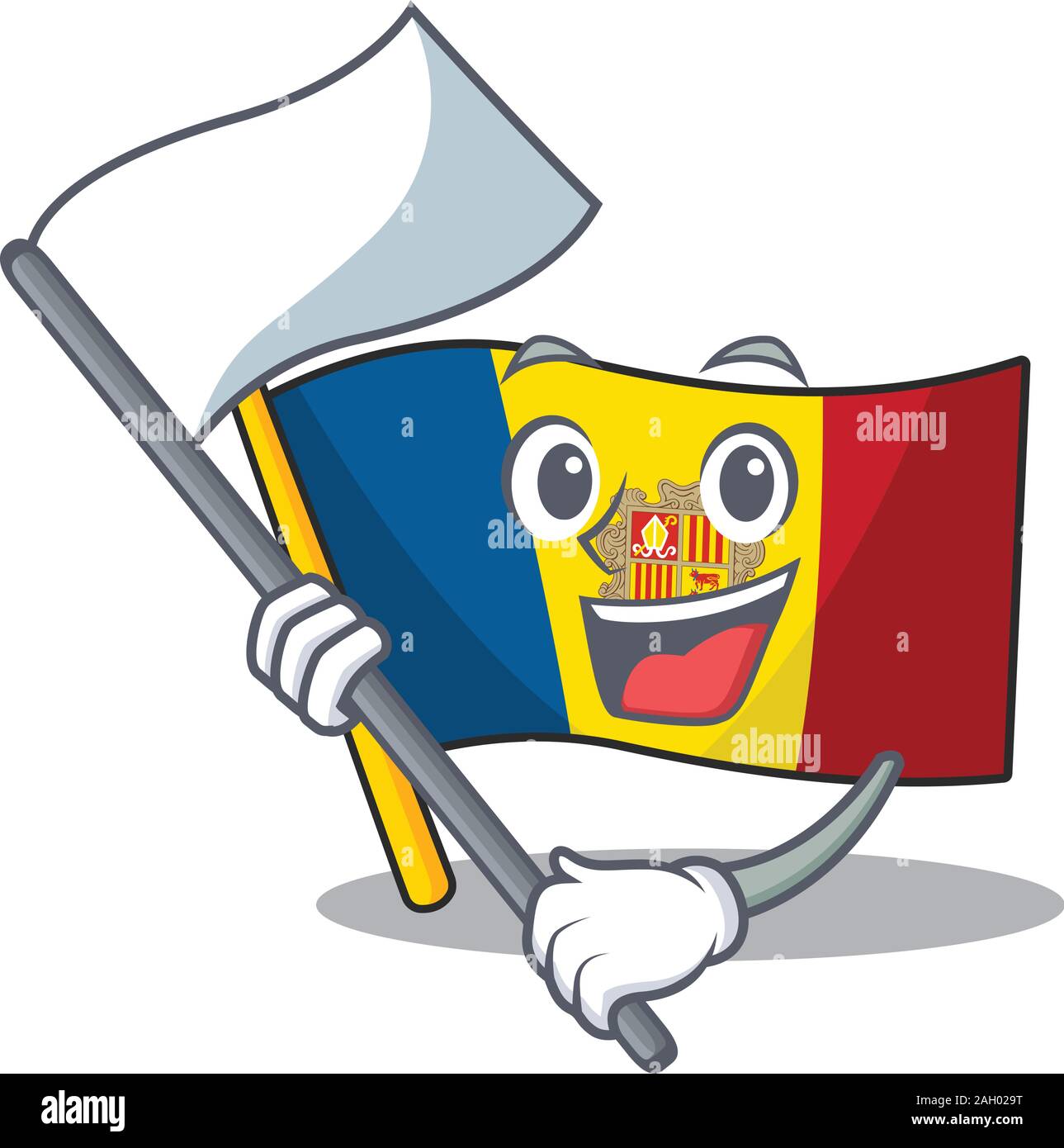 cute flag andorra Scroll cartoon character style with standing flag ...