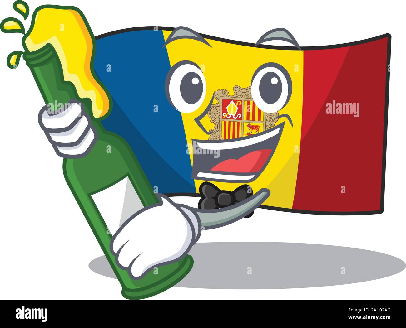 Flag andorra Scroll with bottle of beer mascot cartoon style Stock ...