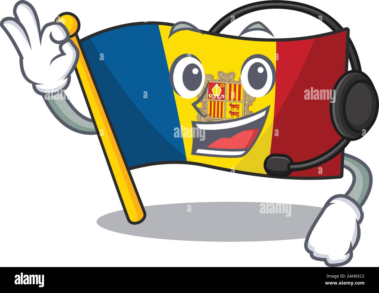 cute flag andorra Scroll cartoon character design wearing headphone ...