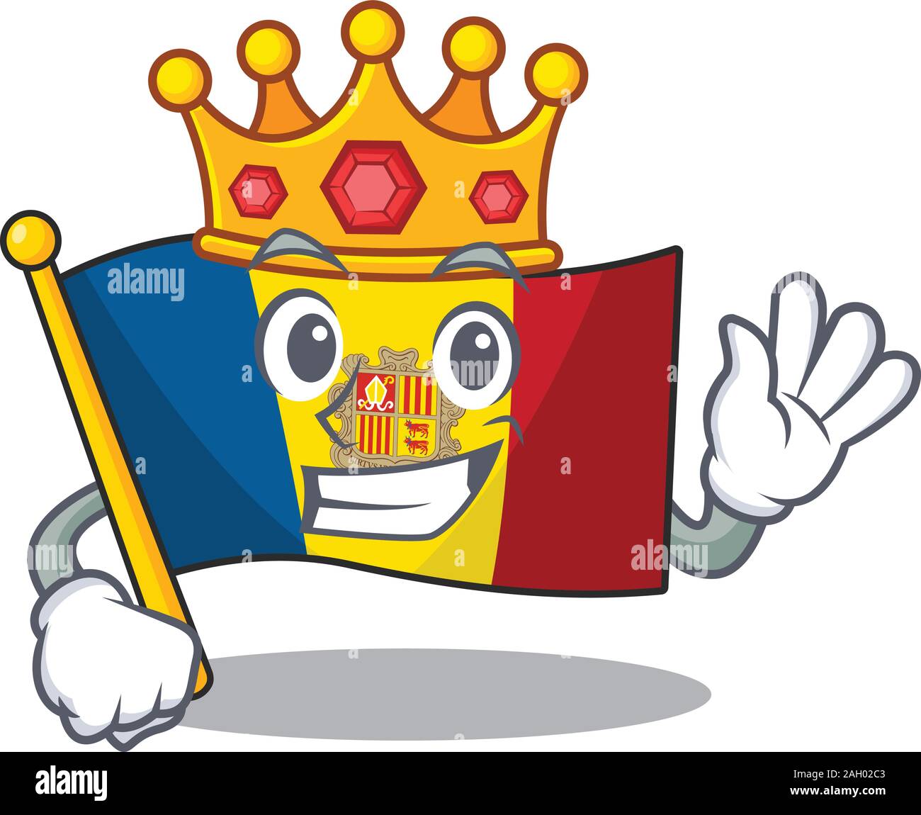 Flag andorra Scroll A stylized of King on cartoon character design ...