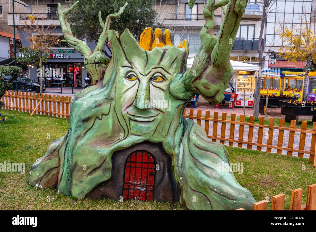 Inside the Enchanted forest at Macedonia Square in Katerini city ...