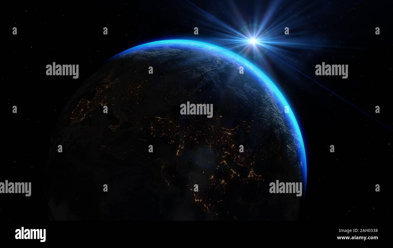 Planet earth with sunrise in space. Elements of this image furnished by ...
