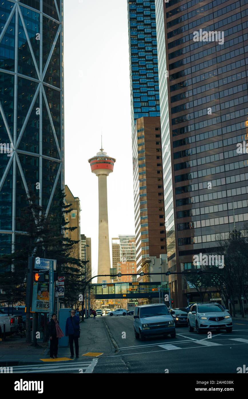 Center of Calgary's Downtown, CN-Tower and skyscrapers, Canada ...