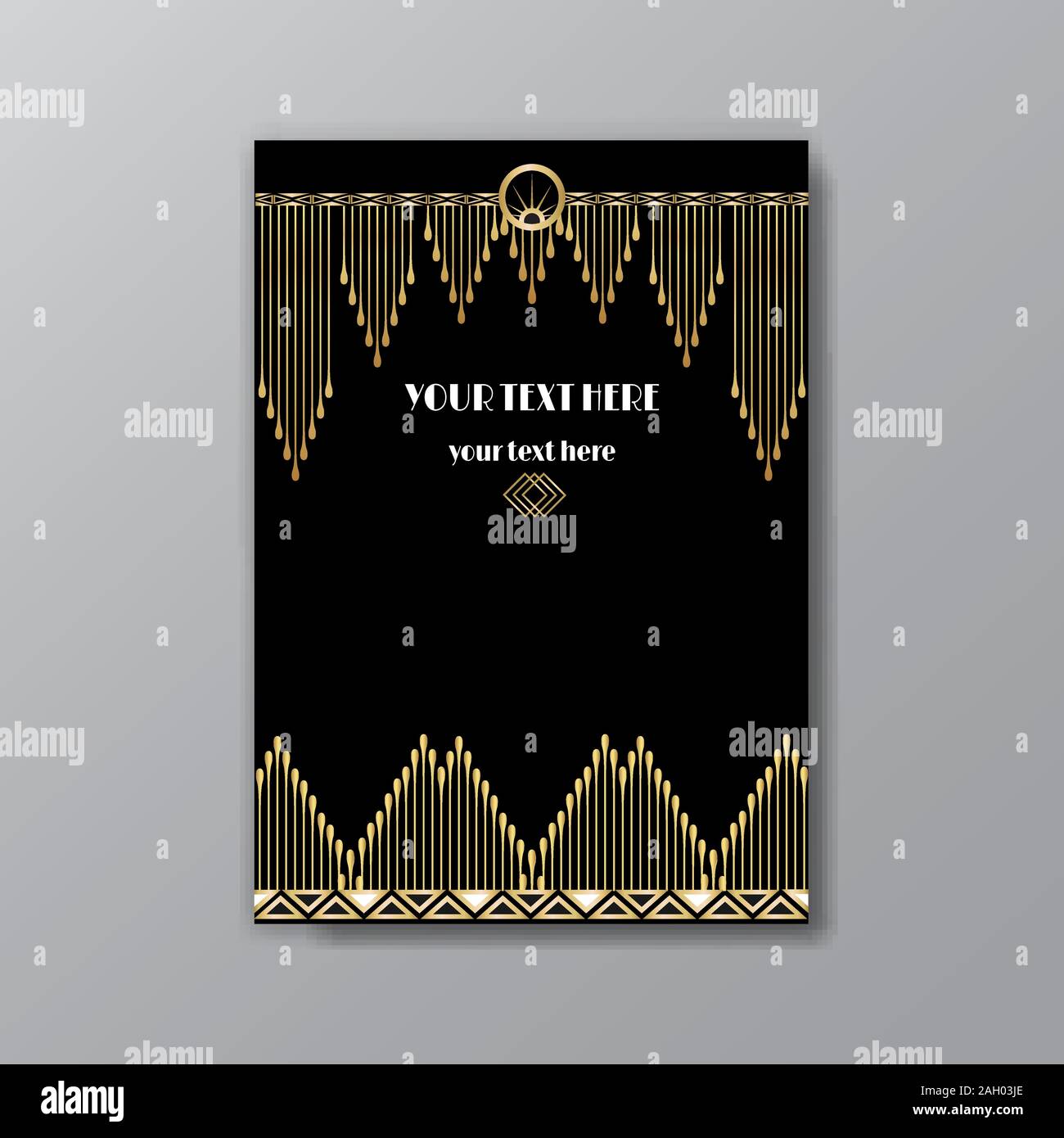 Art Deco elegant golden black page template, retro style for web and ...