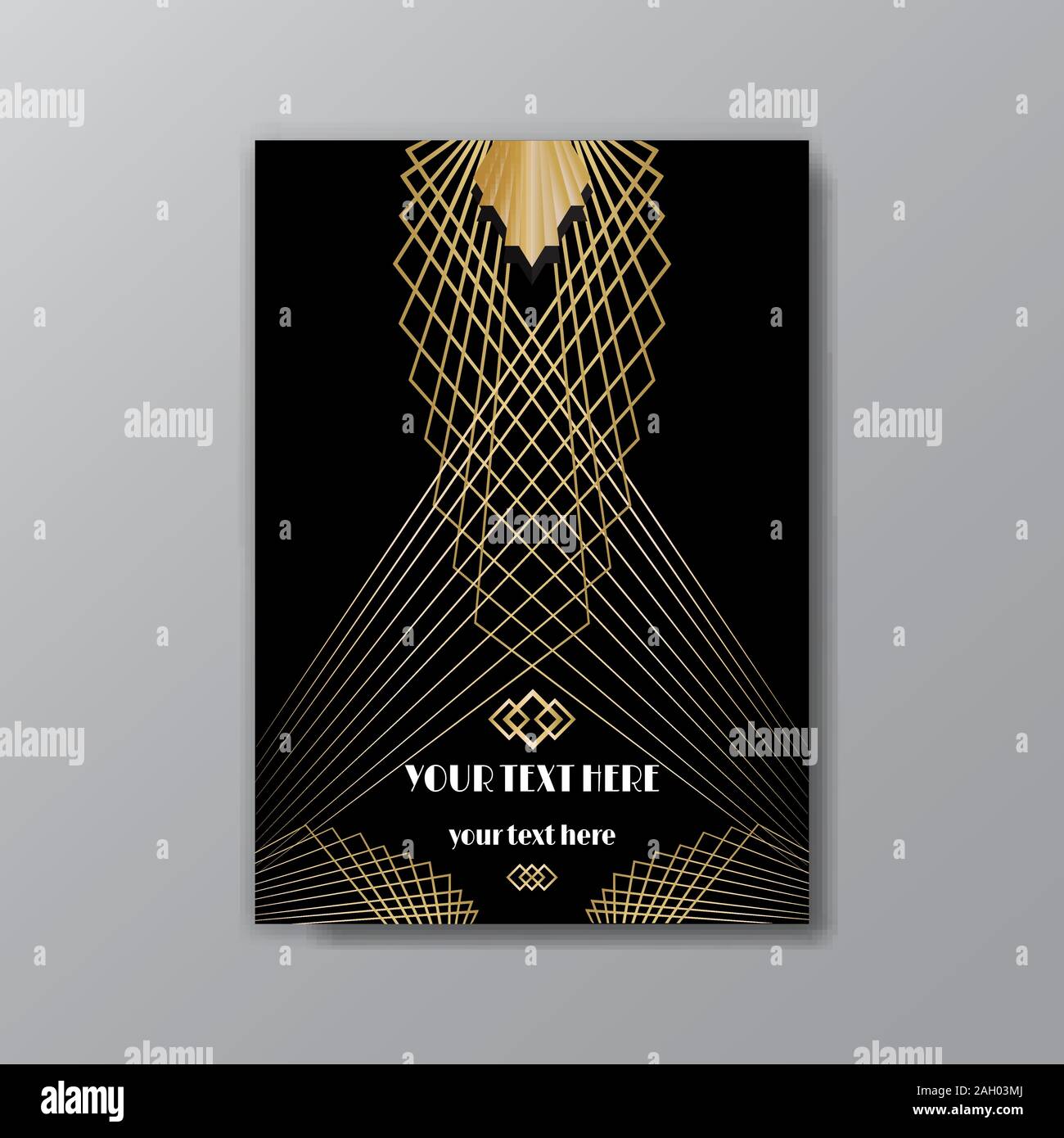 Art Deco elegant golden black page template, retro style for web and ...