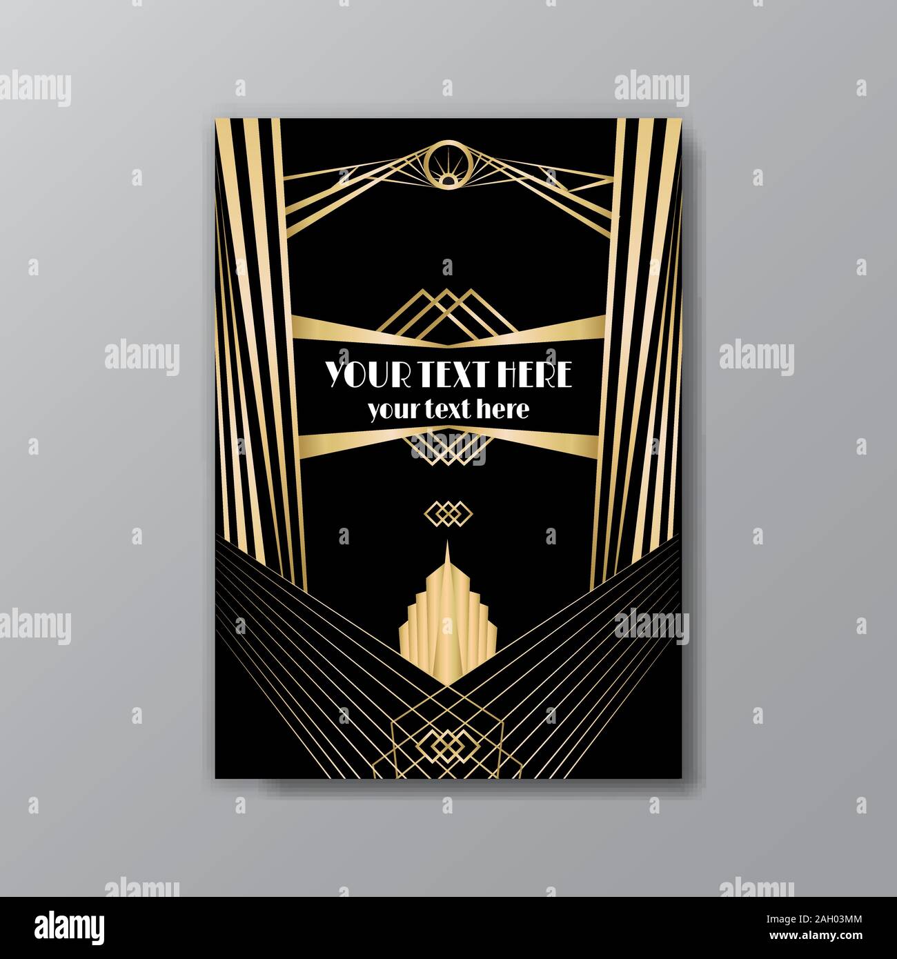 Art Deco elegant golden black page template, retro style for web and ...