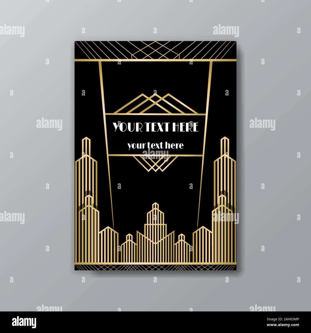 Art Deco template luxury golden-black, A4 page, menu, card, invitation ...