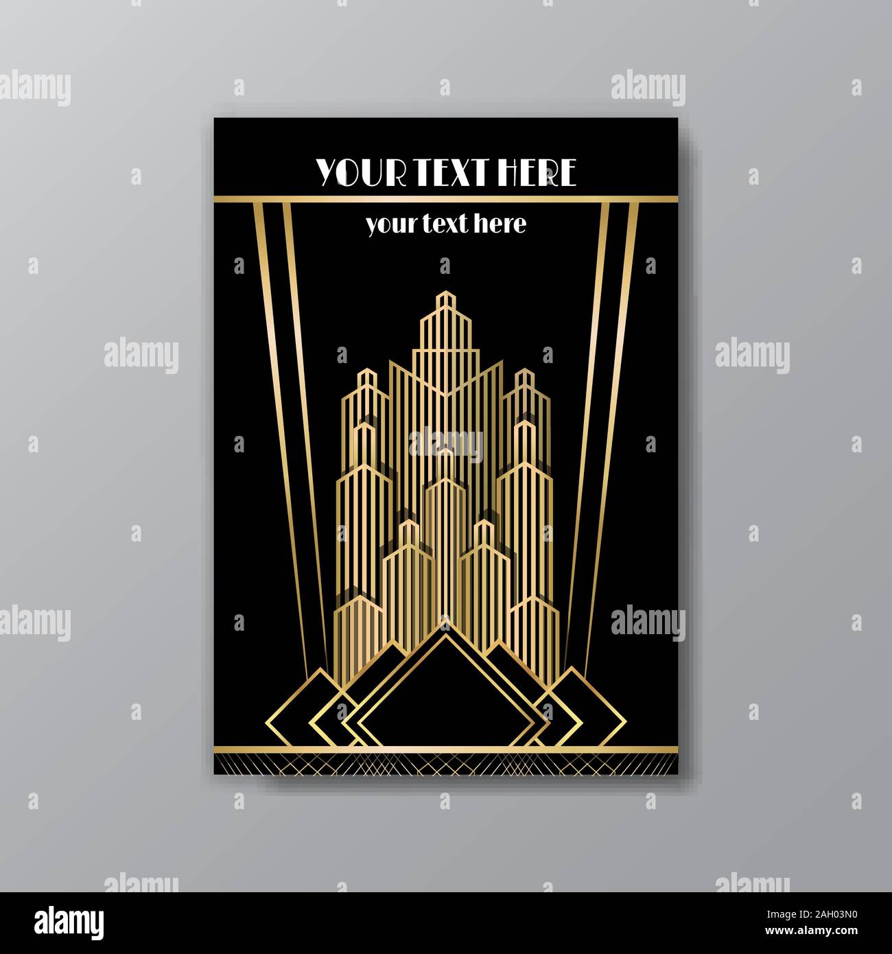 Art Deco template luxury golden-black, A4 page, menu, card, invitation ...