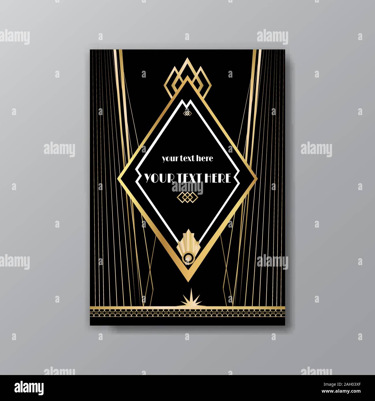 Art Deco elegant golden black page template, retro style for web and ...
