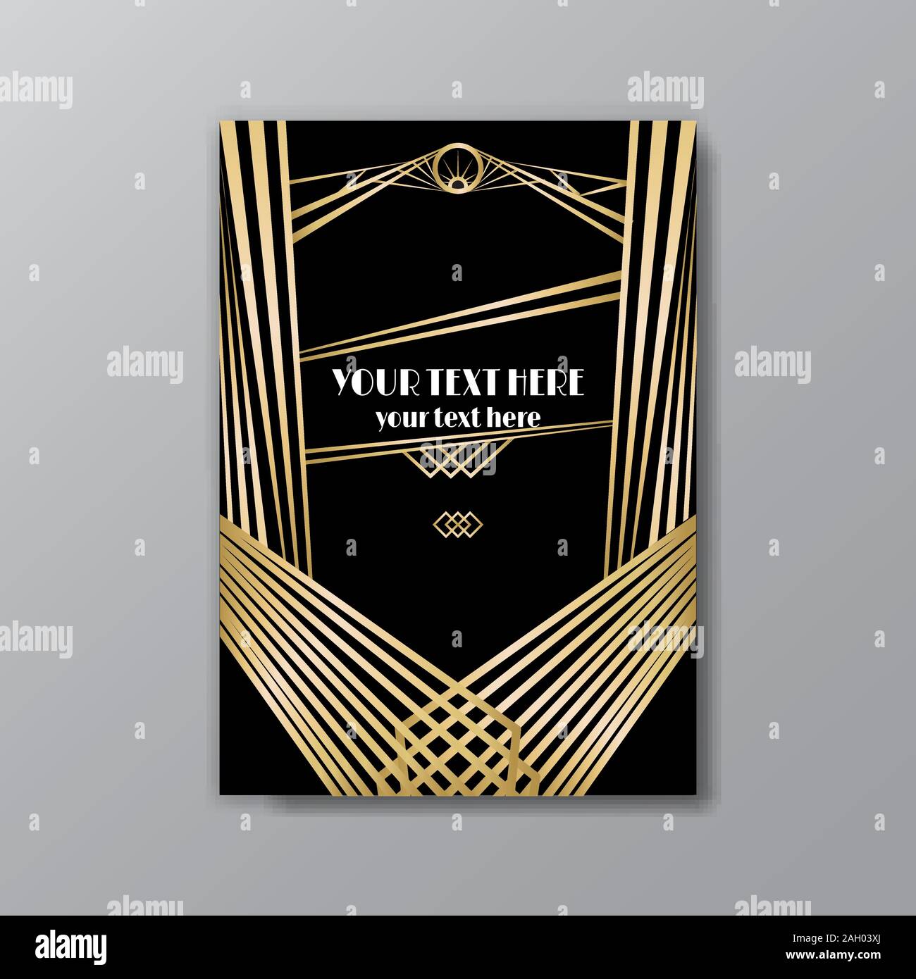 Art Deco elegant golden black page template, retro style for web and ...