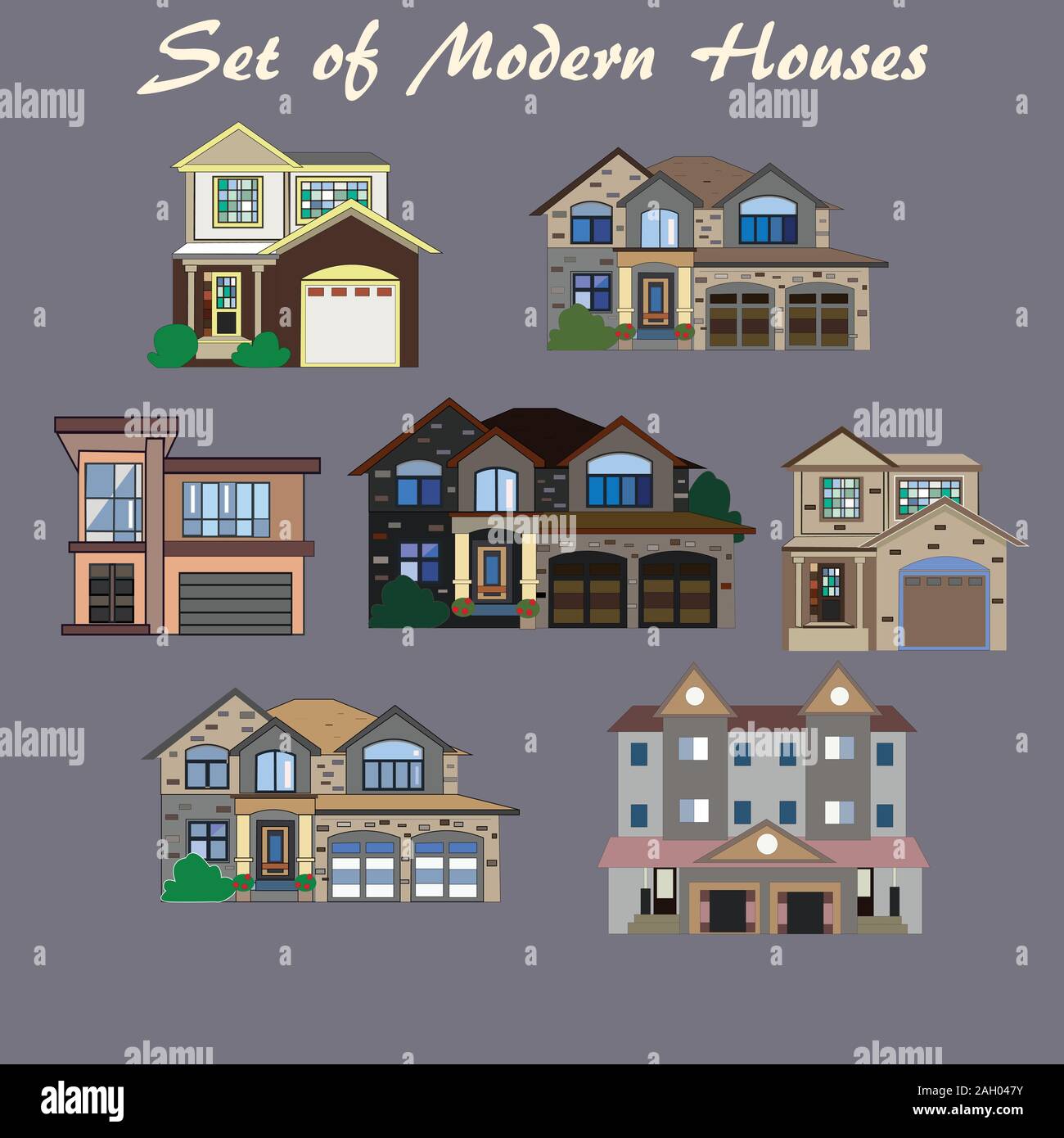 Set of Modern houses. vector Illustration Stock Vector Image & Art - Alamy