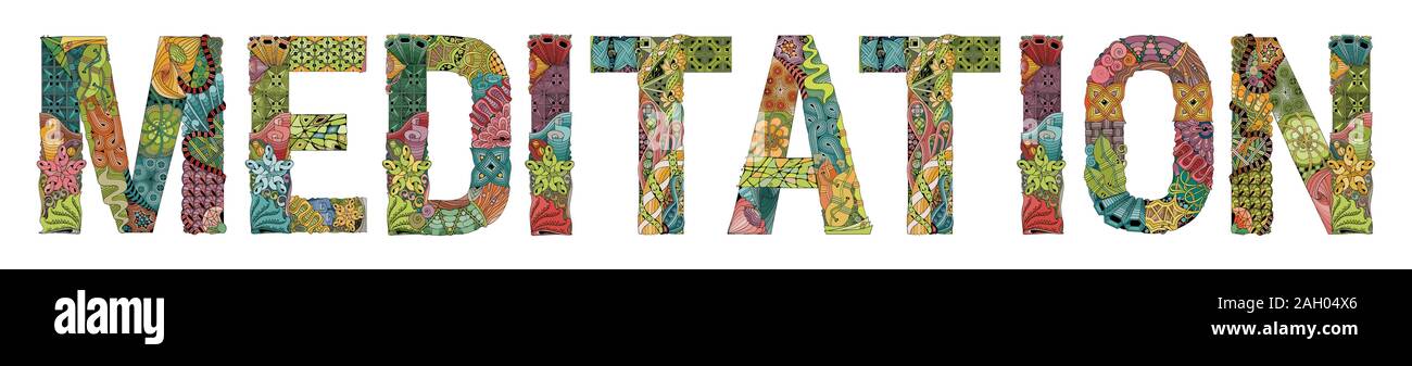 Word MEDITATION. Vector zentangle object for decoration Stock Vector ...