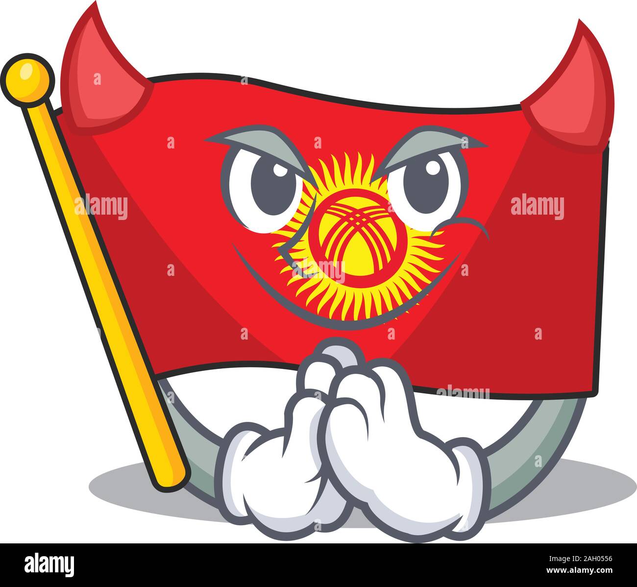 Devil Cartoon character of flag kyrgyzstan Scroll design Stock Vector ...