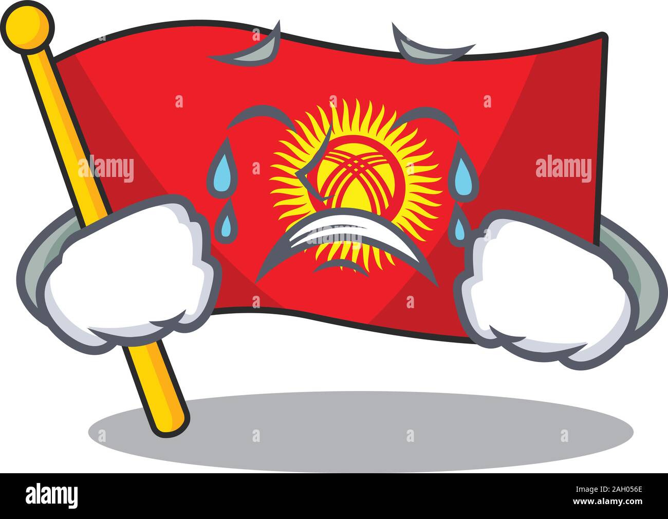 Sad Crying flag kyrgyzstan Scroll cartoon character design Stock Vector ...