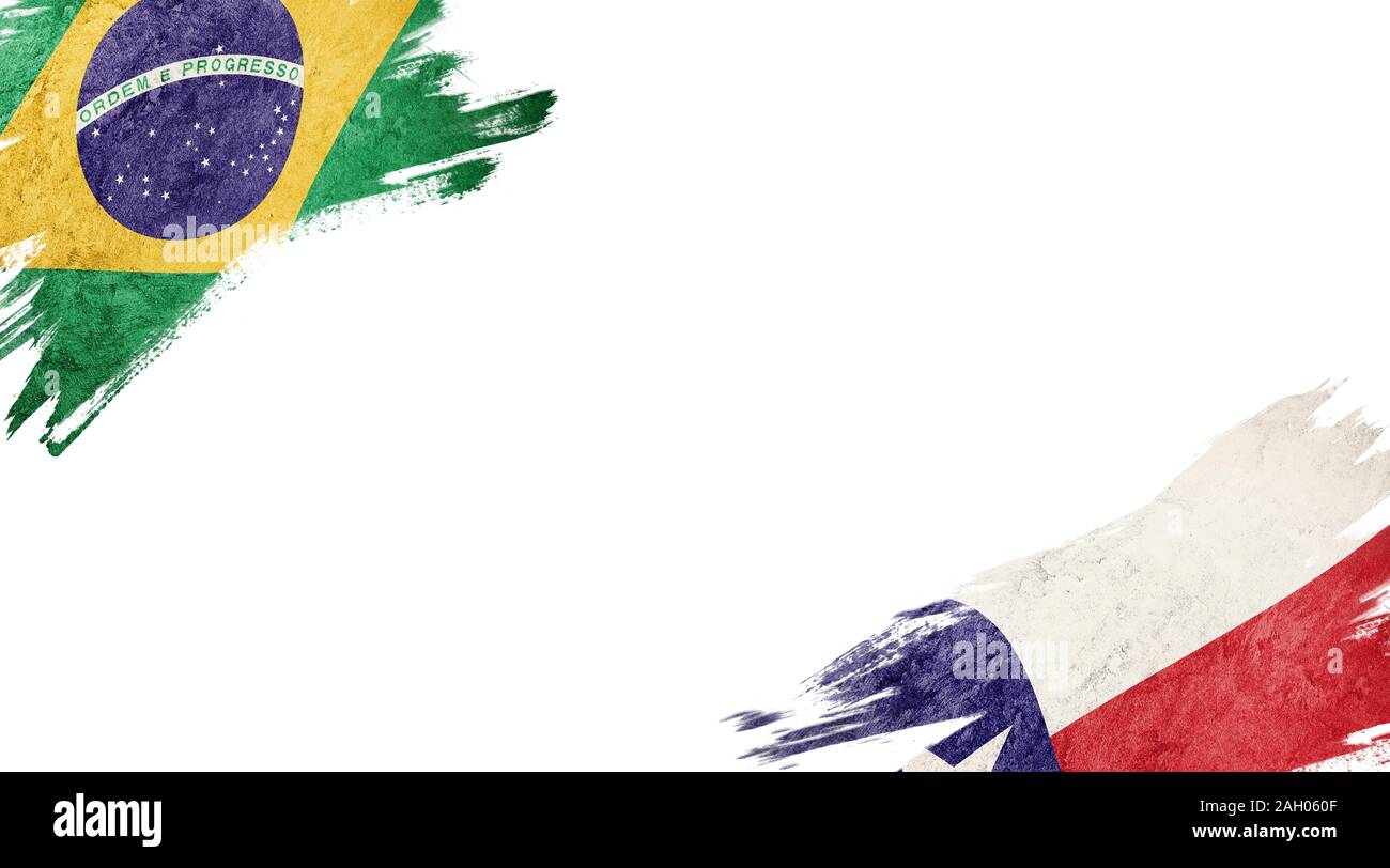 Flags of Brazil and Chile on White Background Stock Photo - Alamy