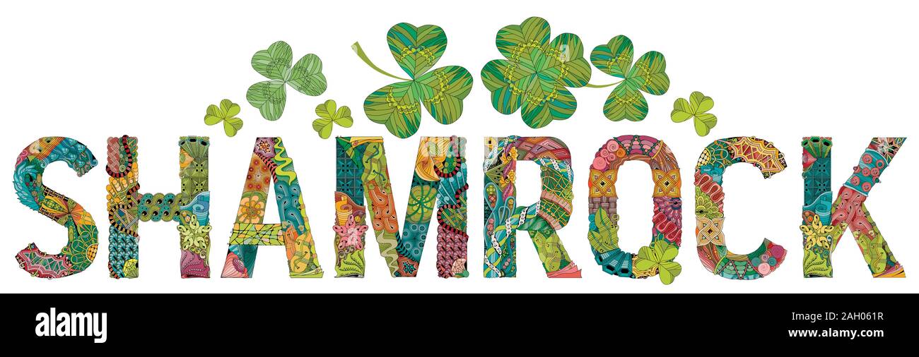 Word shamrock. Vector decorative zentangle object Stock Vector Image ...