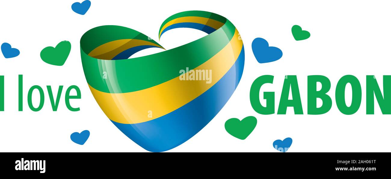 The national flag of the Gabon and the inscription I love Gabon. Vector ...