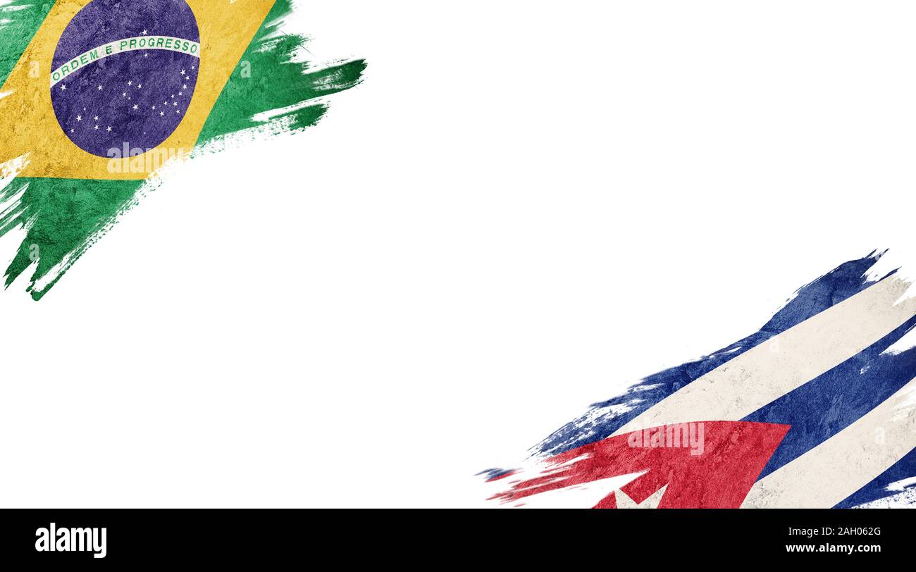 Flags of Brazil and Cuba on White Background Stock Photo - Alamy