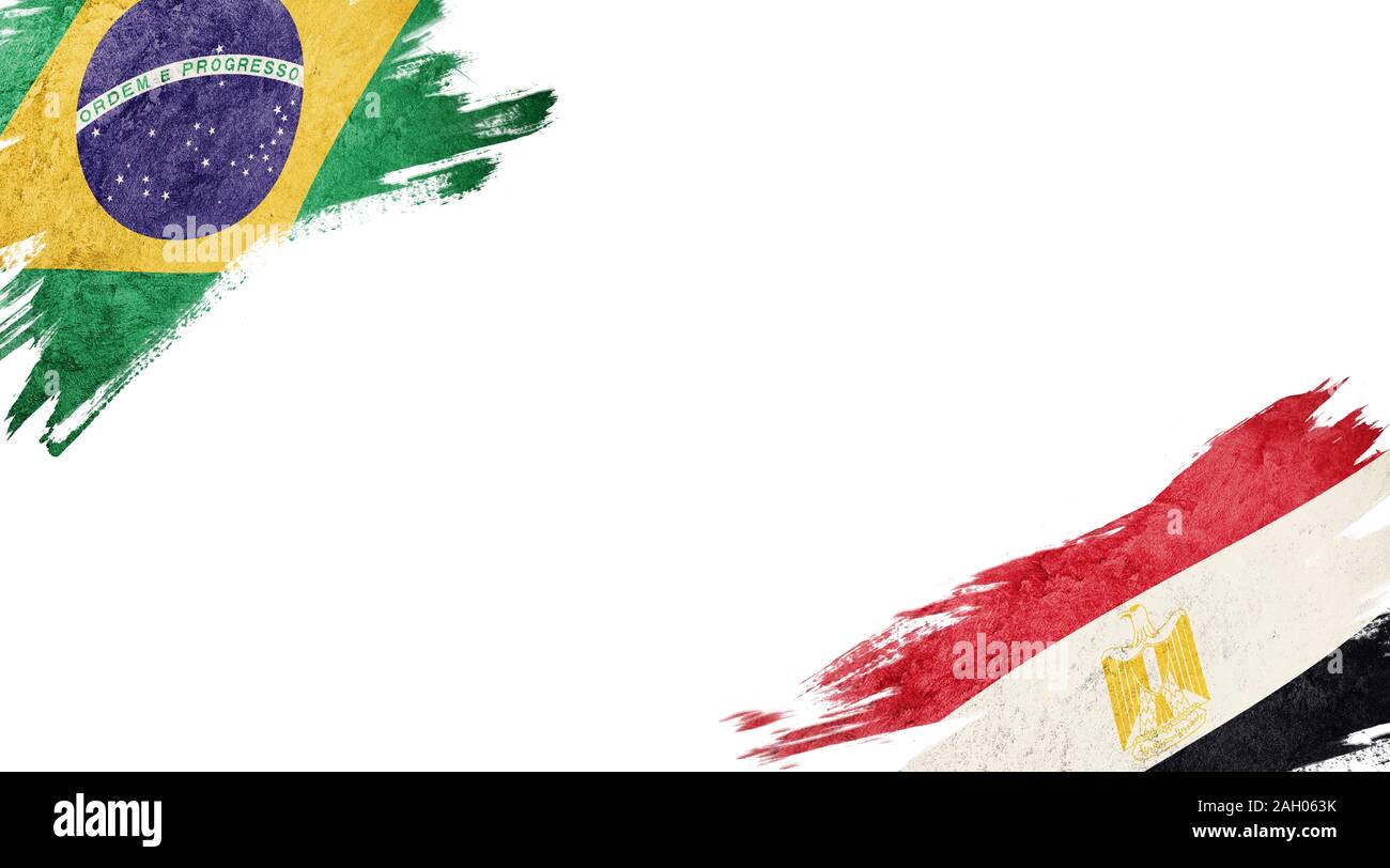 Flags of Brazil and Egypt on White Background Stock Photo - Alamy