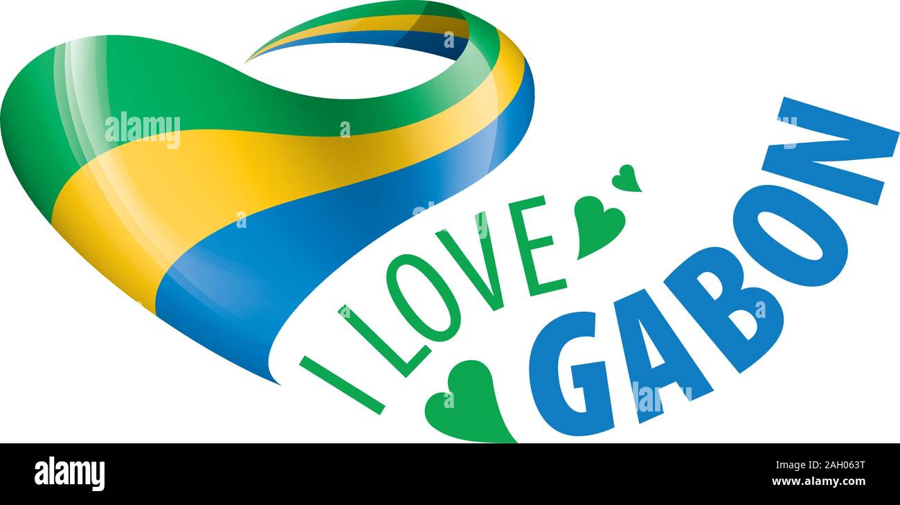 The national flag of the Gabon and the inscription I love Gabon. Vector ...