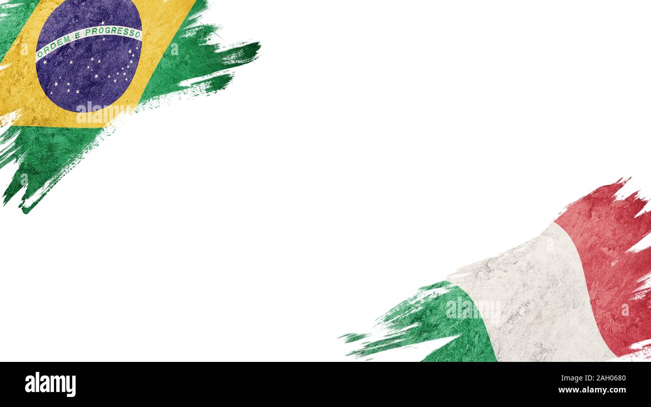 Flags of Brazil and Italy on White Background Stock Photo - Alamy