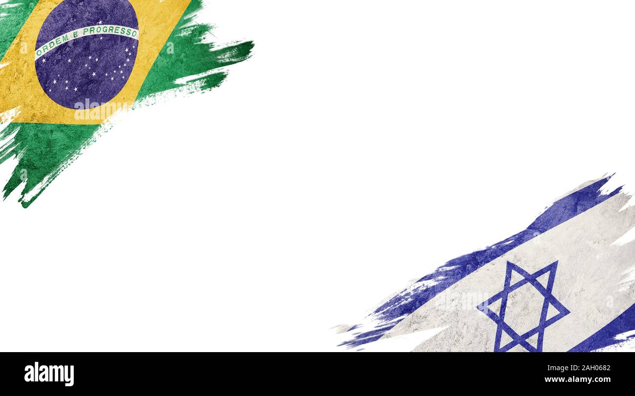 Flags of Brazil and Israel on White Background Stock Photo - Alamy