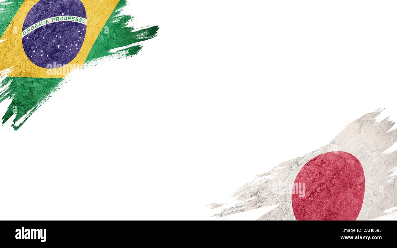 Flags of Brazil and Japan on White Background Stock Photo - Alamy