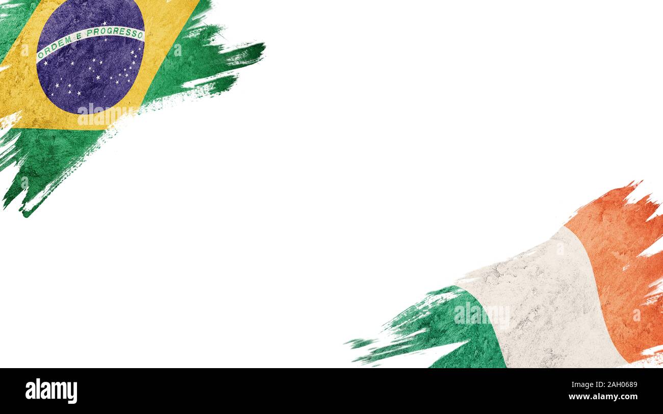 Flags of Brazil and Ireland on White Background Stock Photo - Alamy