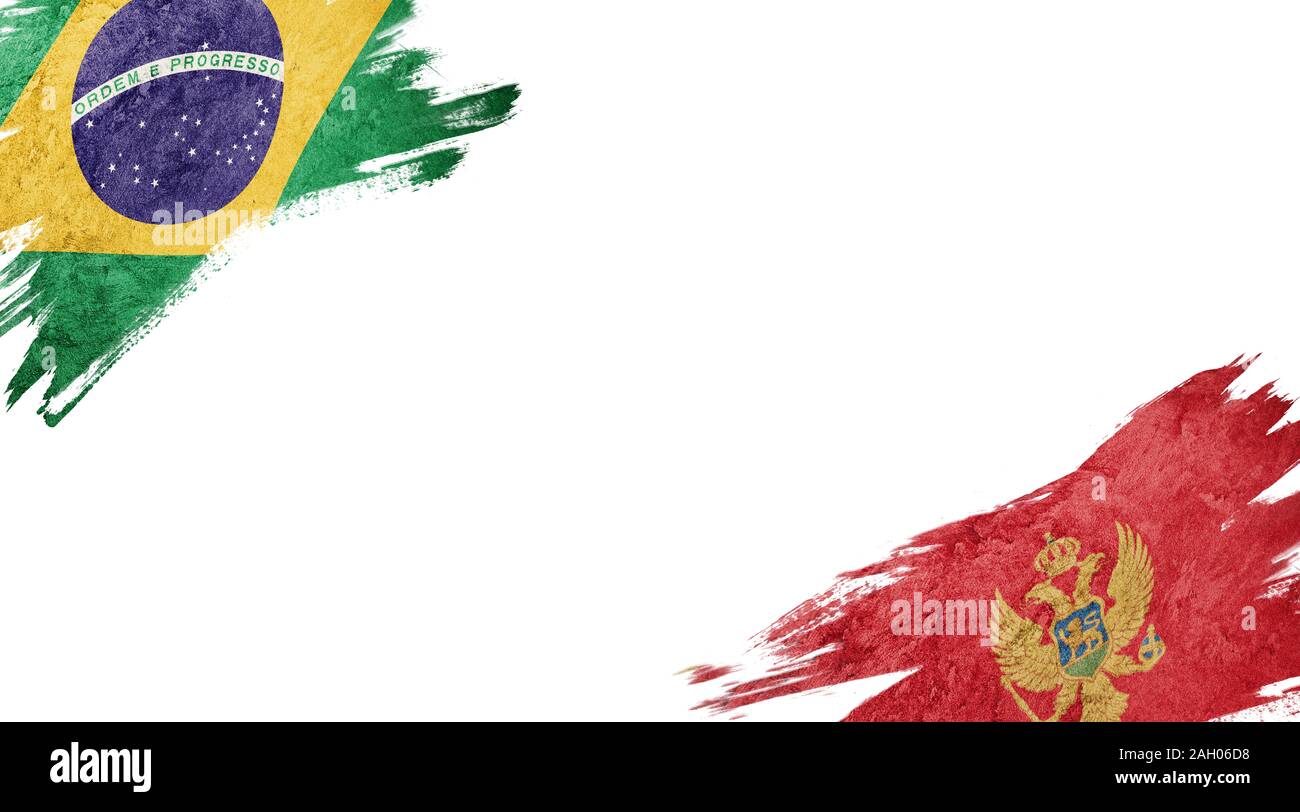 Flags of Brazil and Montenegro on White Background Stock Photo - Alamy
