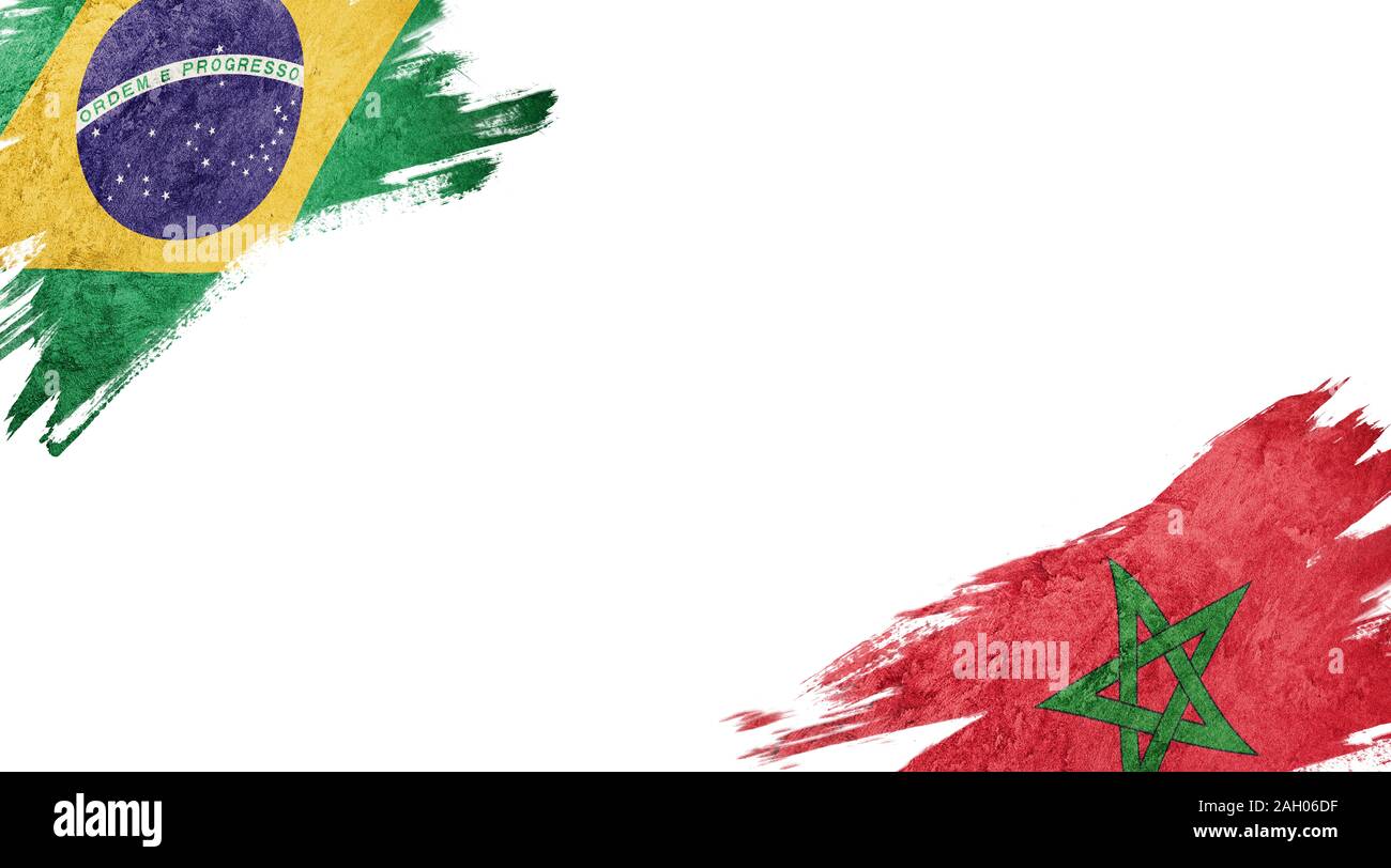 Flags of Brazil and Morocco on White Background Stock Photo - Alamy