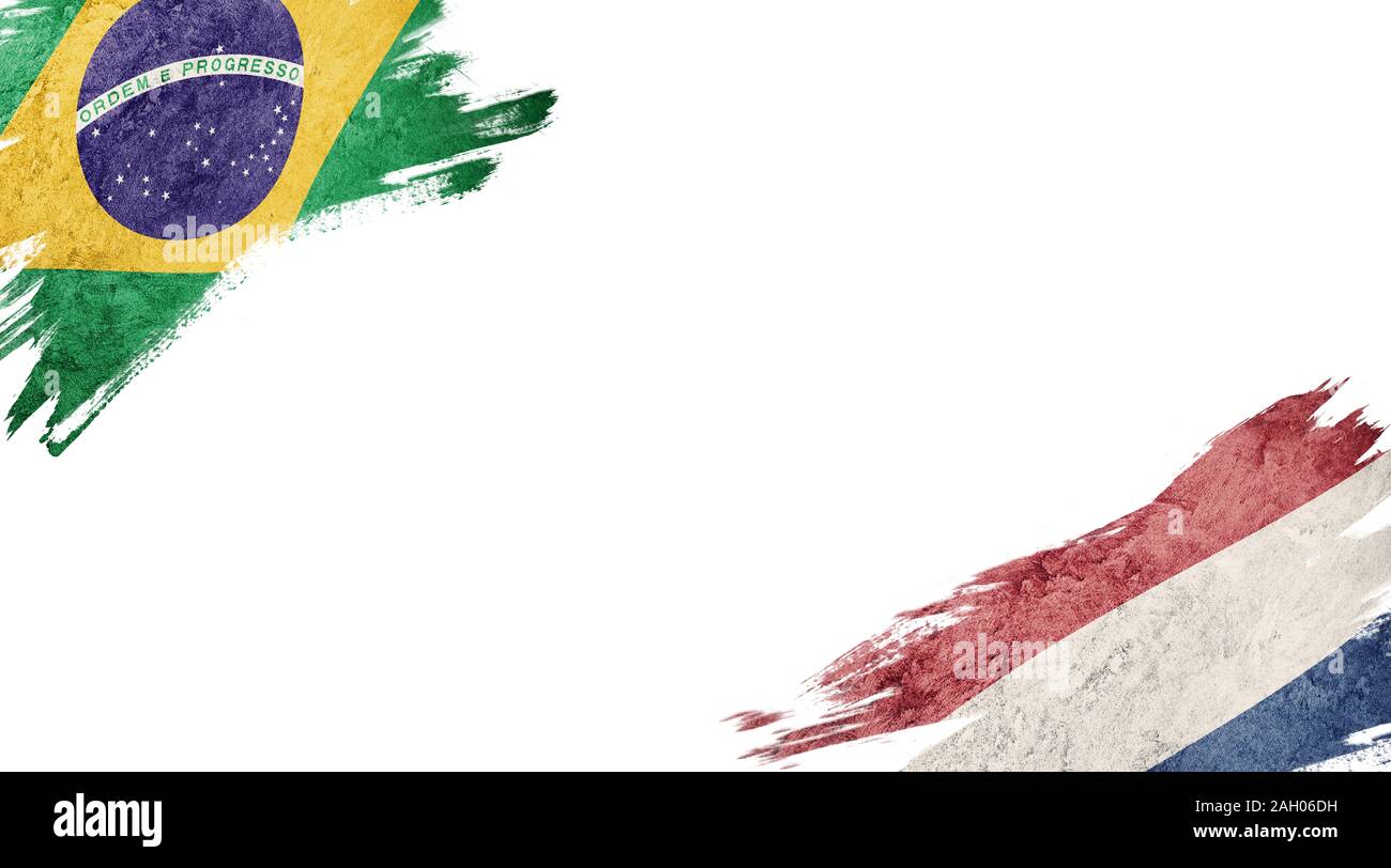 Flags of Brazil and Nederland on White Background Stock Photo - Alamy