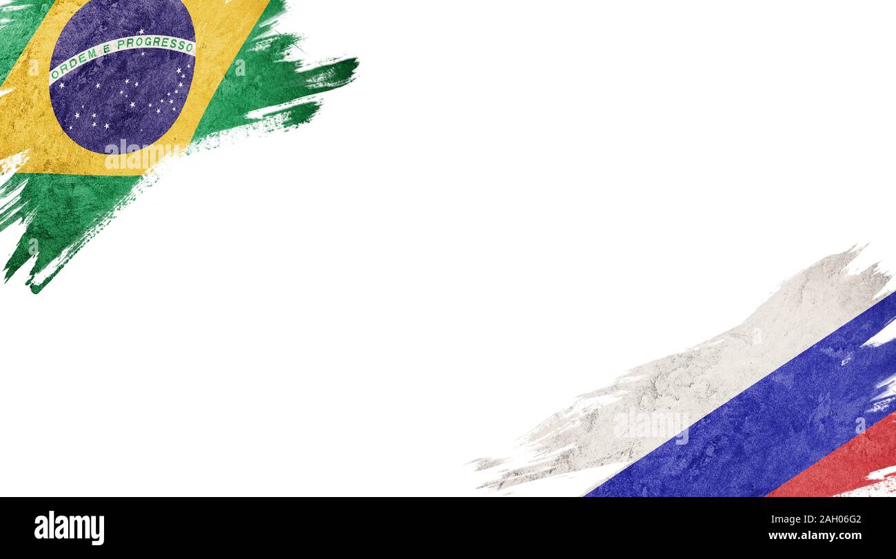 Flags of Brazil and Russia on White Background Stock Photo - Alamy