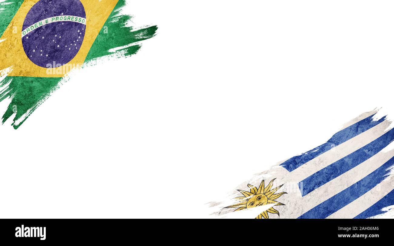 Flags of Brazil and Uruguay on White Background Stock Photo - Alamy