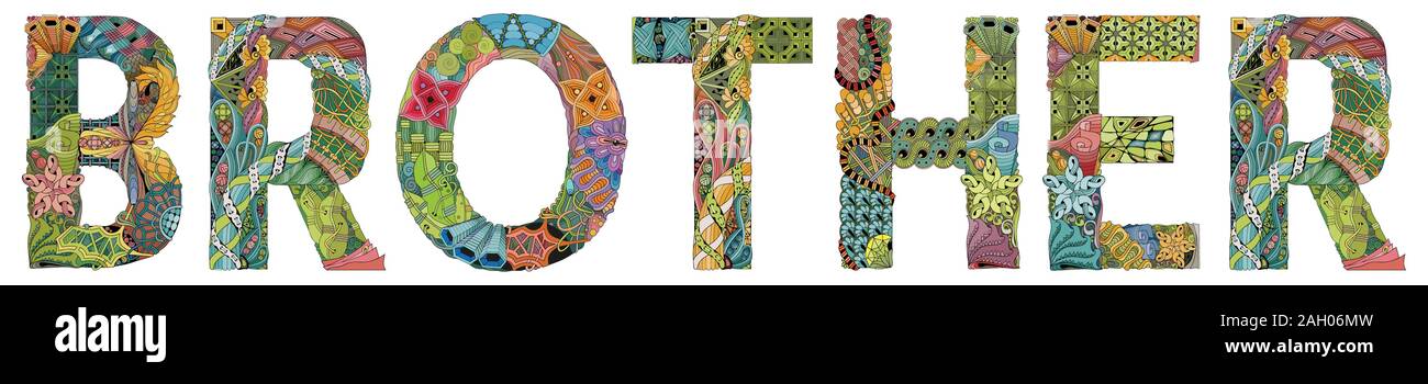 Word BROTHER. Vector zentangle object for decoration Stock Vector Image ...