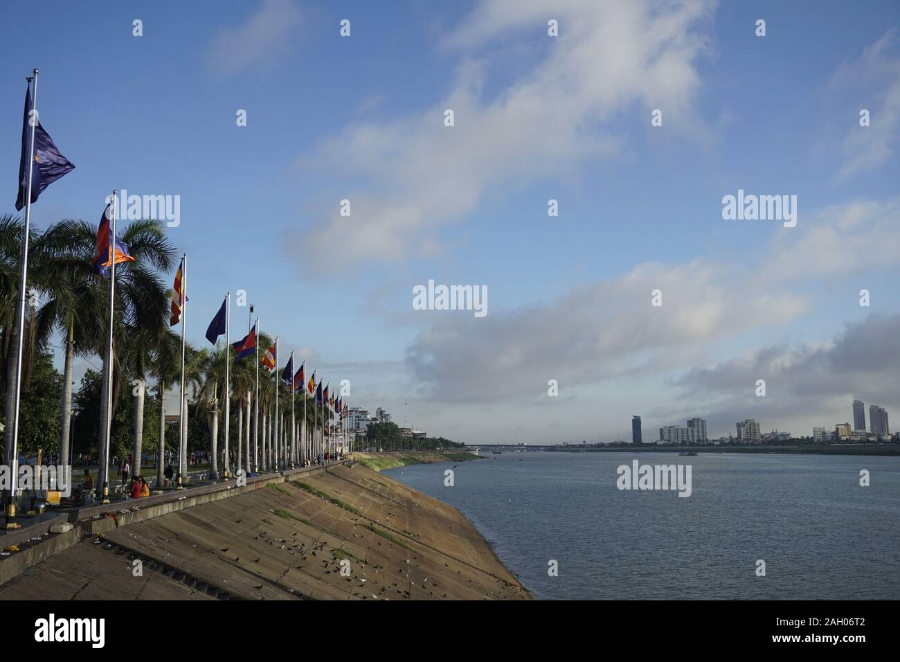riverside path in Phnom Penh, Cambodia Stock Photo - Alamy