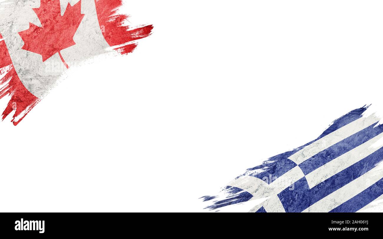 Flags of Canada and Greece on White Background Stock Photo - Alamy